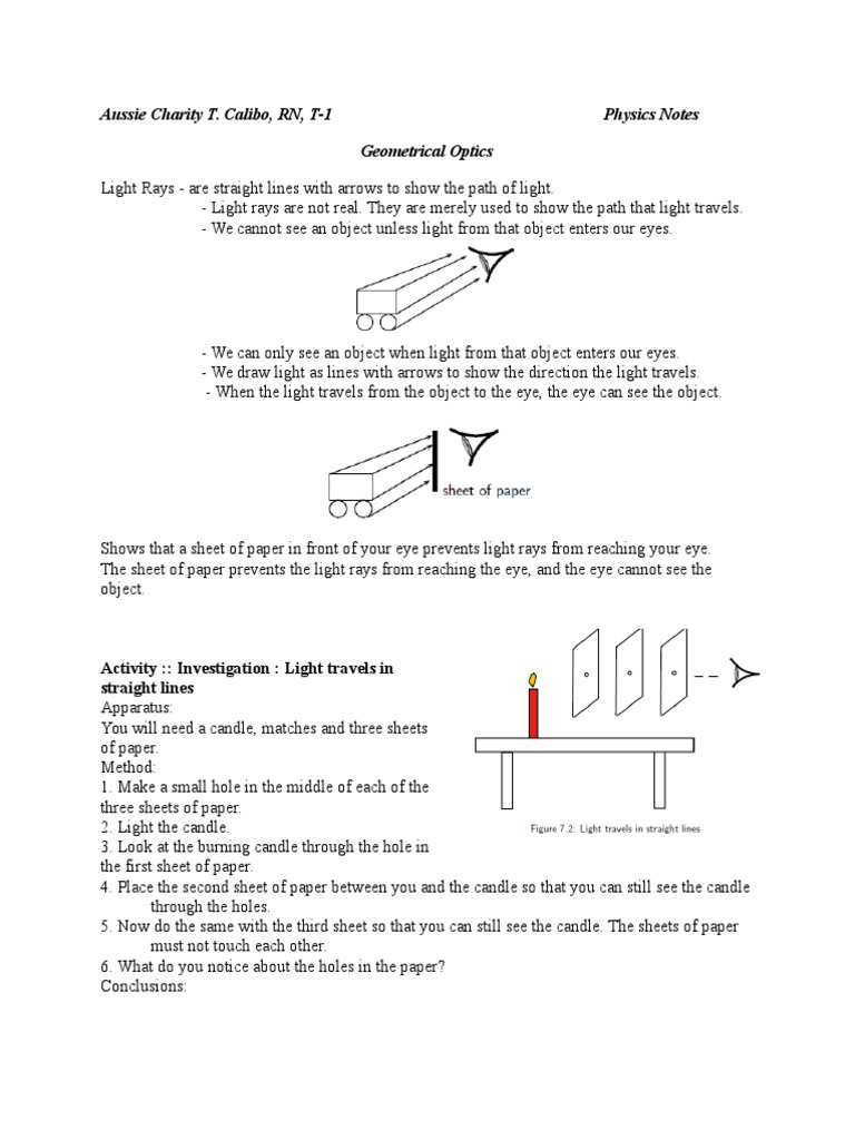 Geometrical Optics Notes | PDF | Reflection (Physics) | Refraction