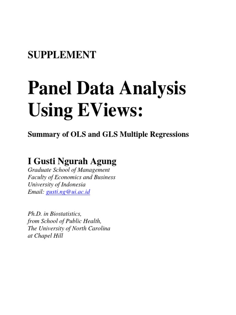 Panel Data Analysis Using Eviews | PDF