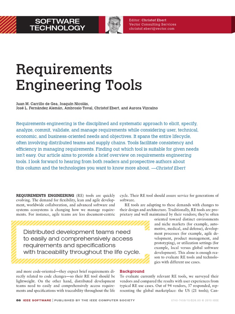 Requirements Engineering Tools | Verification And Validation ...
