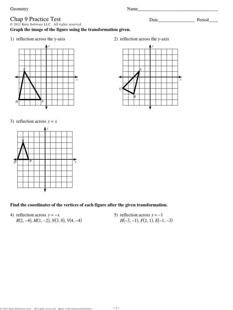 Reflections and Rotations Practice | Cartesian Coordinate System ...