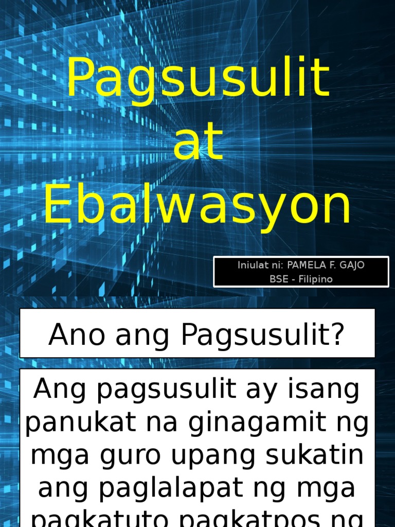 Pagsusulit at Ebalwasyon Fil 20 | PDF