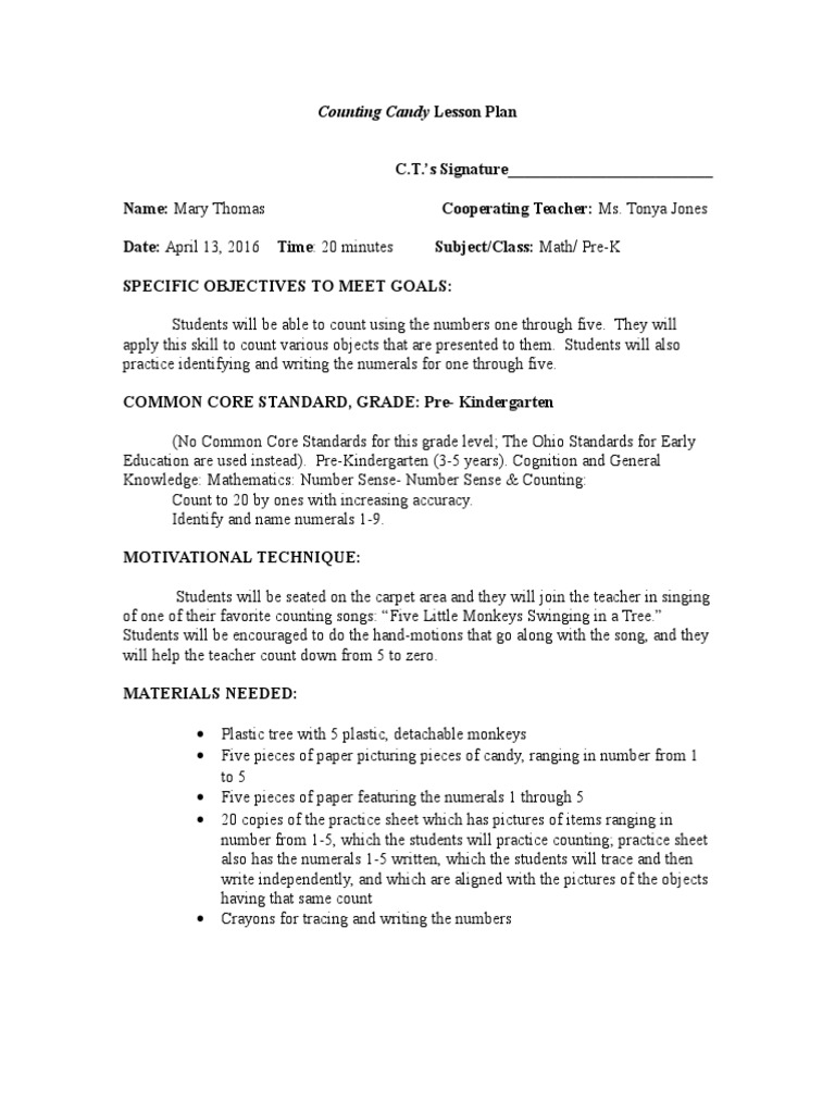 Counting Candy Lesson Plan | PDF | Sharing | Applied Psychology
