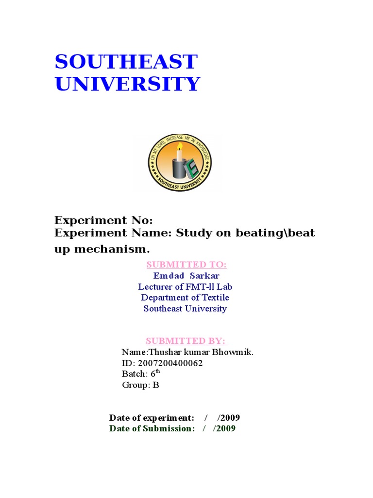Study On Beat Up Mechanism | PDF | Loom | Weaving