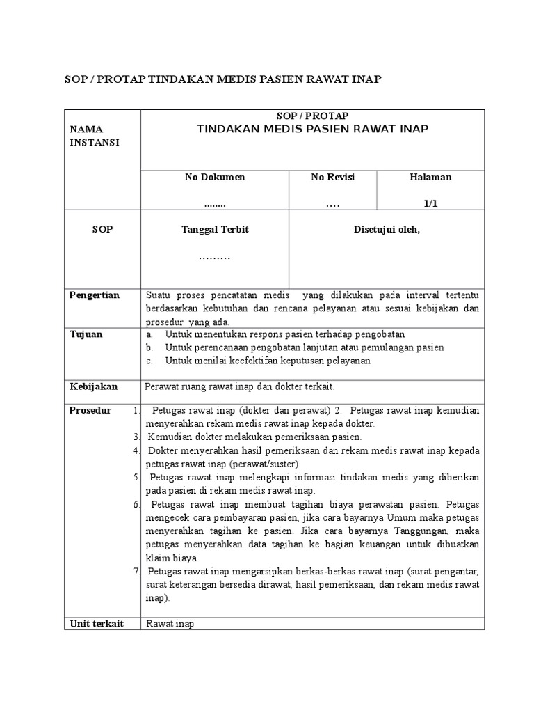 SOP Pasien Rawat Inap