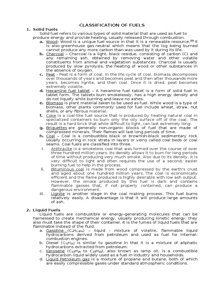 Classification of Fuels | PDF | Fuels | Natural Gas