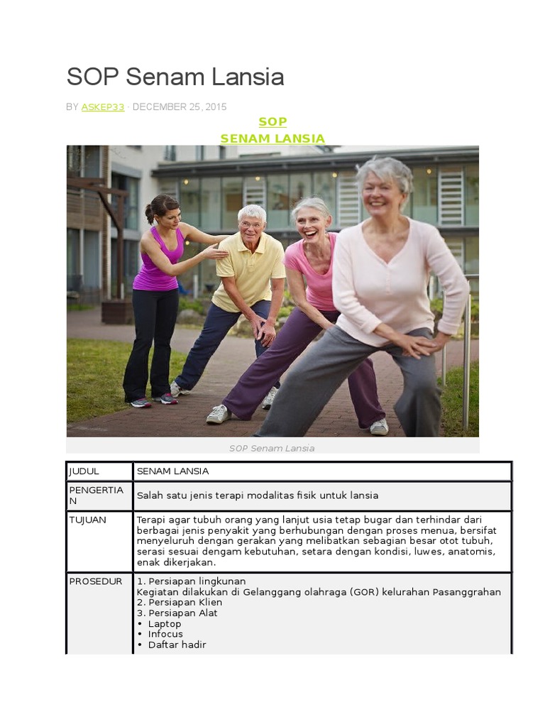 SOP Senam Lansia | PDF