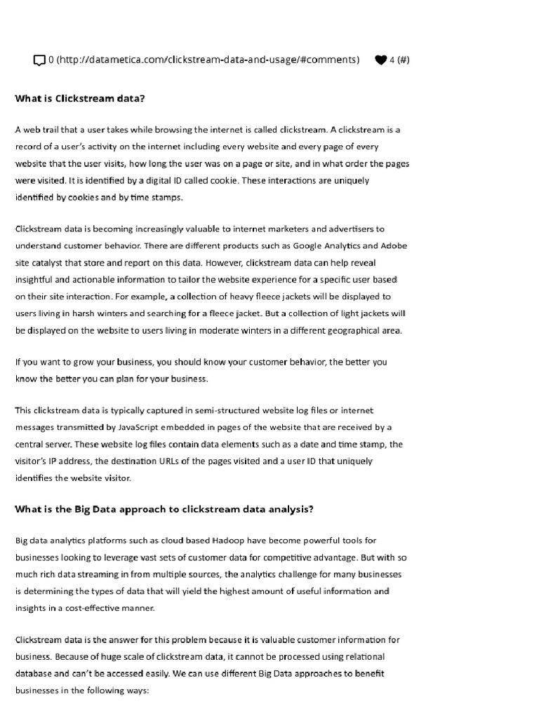 An Introduction To Clickstream Data and Usage - Datametica | PDF