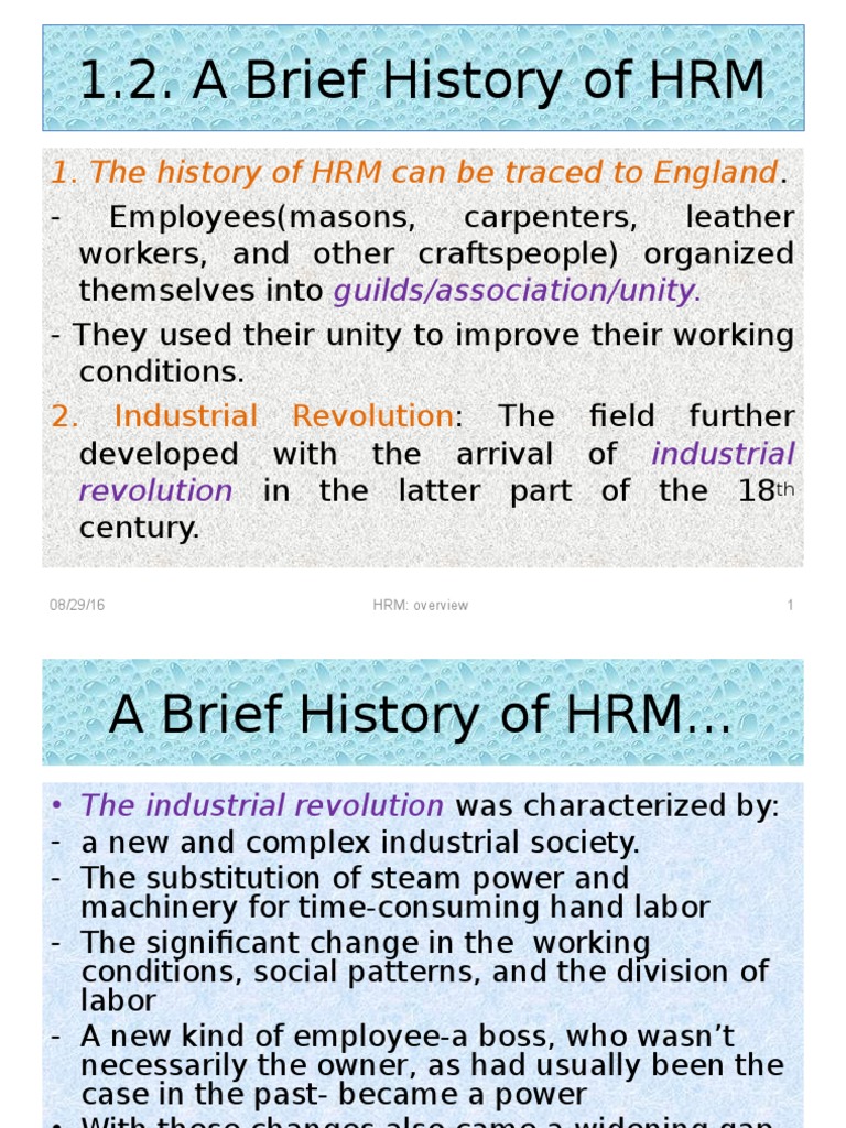 History of Human Resource Management | PDF | Human Resource Management ...