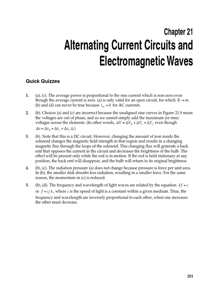 CH21 Alternating Current Circuits and Electromagnetic Waves PDF | Download Free PDF | Capacitor ...