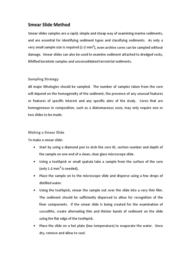 Smear Slide Method: Sampling Strategy | PDF | Earth Sciences | Geology