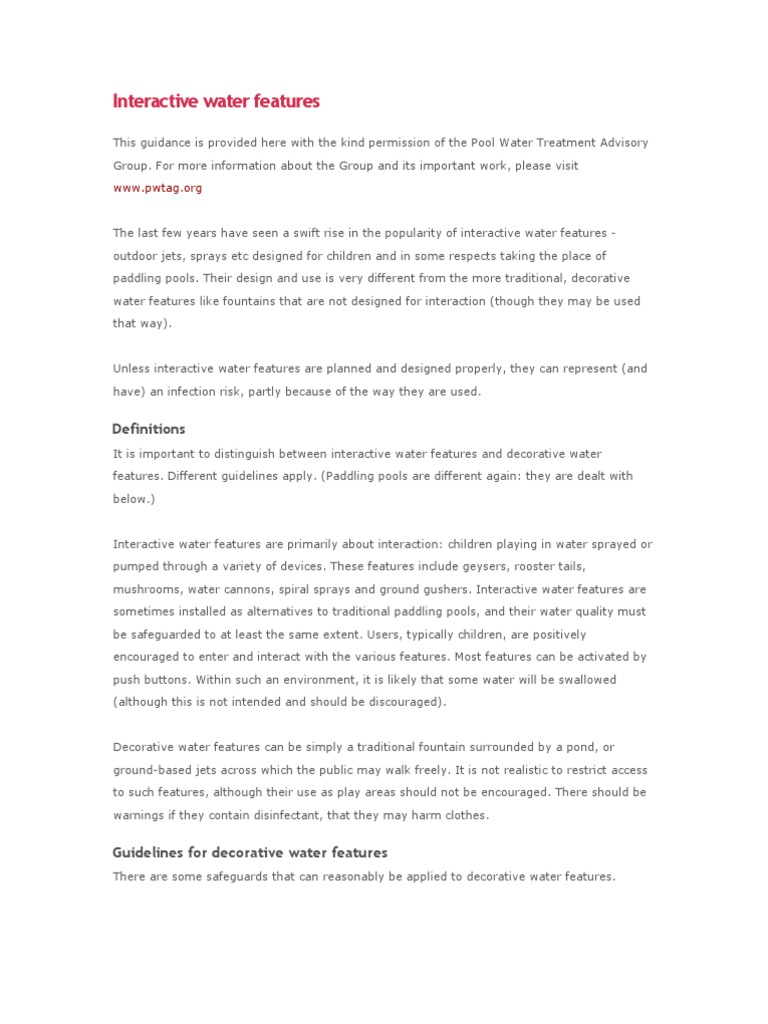 Guidelines for Interactive Water Features | PDF | Swimming Pool | Water ...