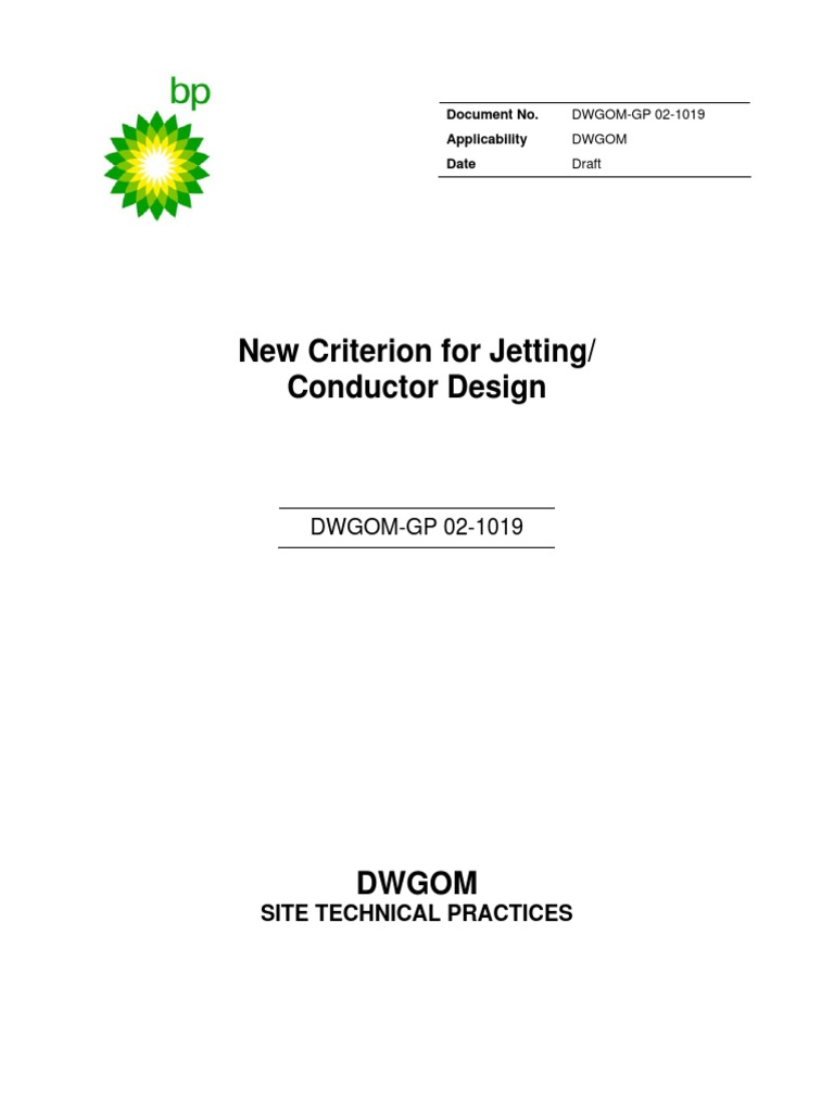 New Criterion For Jetting, Conductor Design | PDF | Casing (Borehole ...