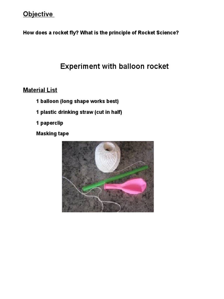 Experiment With Balloon Rocket: Objective | PDF | Philosophy | Science ...