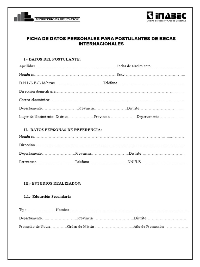 Formularios Becas Internacionales | PDF