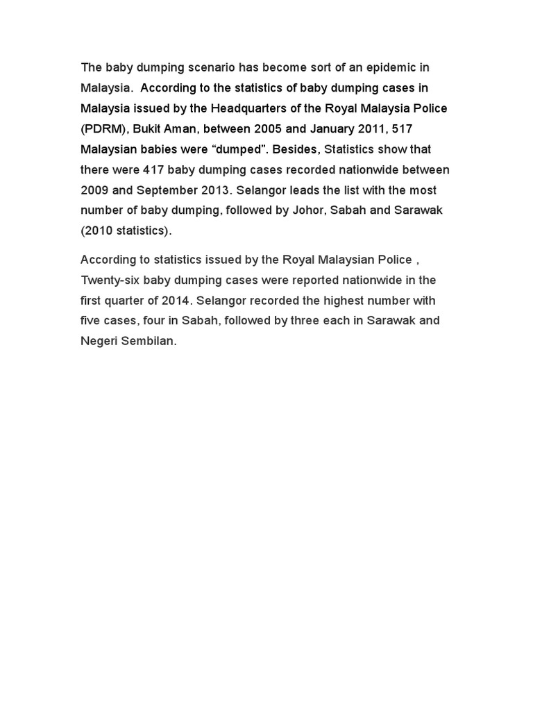 Statistic of Baby Dumping in Malaysia | PDF