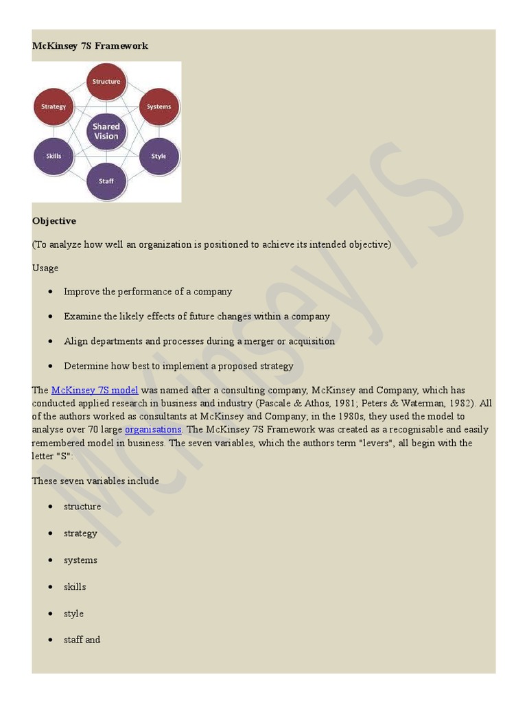 McKinsey 7S Framework Original | PDF | Strategic Management | Digital ...