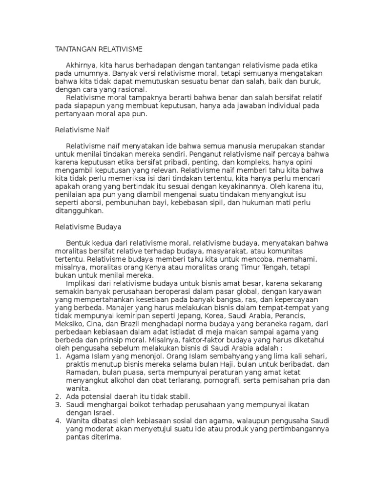 Tantangan Relativisme | PDF