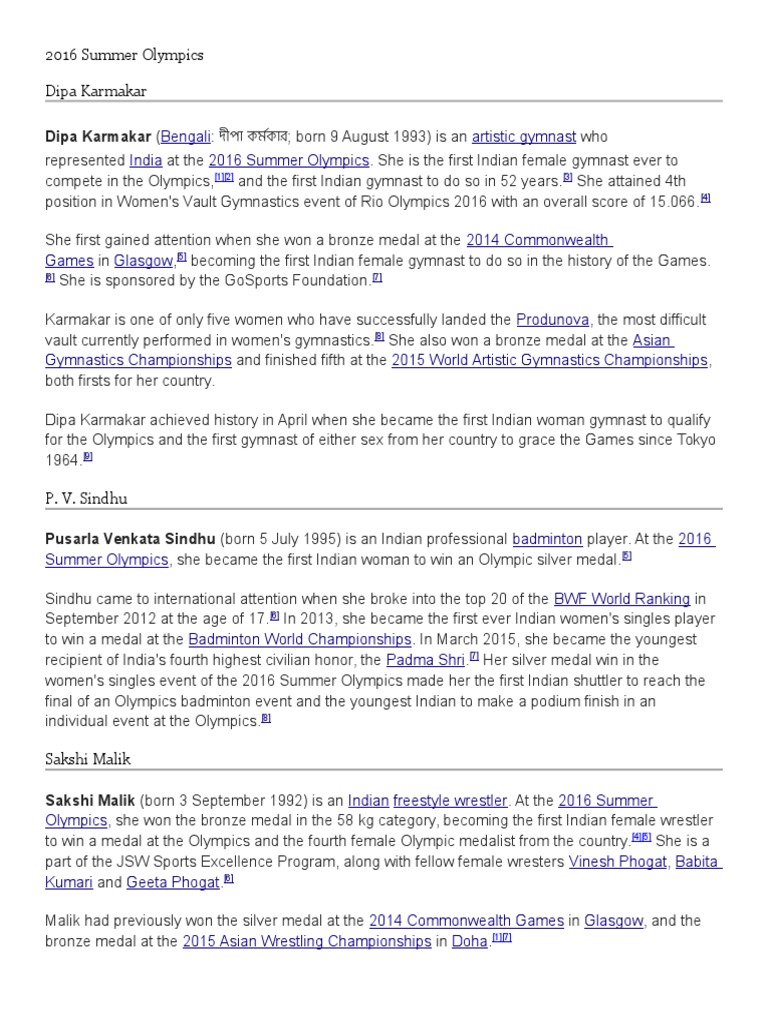 2016 Summer Olympics | PDF | International Sports Competitions ...