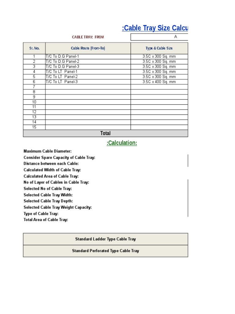 cable Tray Size Calculation | PDF