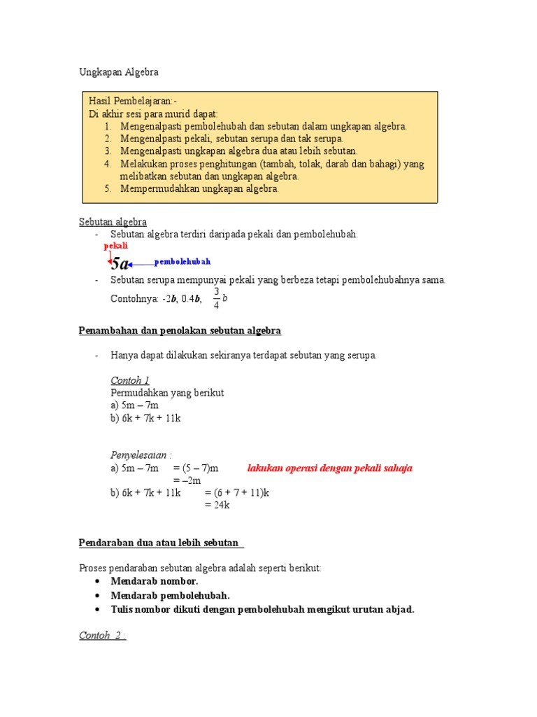 Ungkapan Algebra | PDF