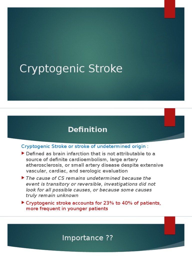 Cryptogenic Stroke | PDF | Stroke | Atheroma