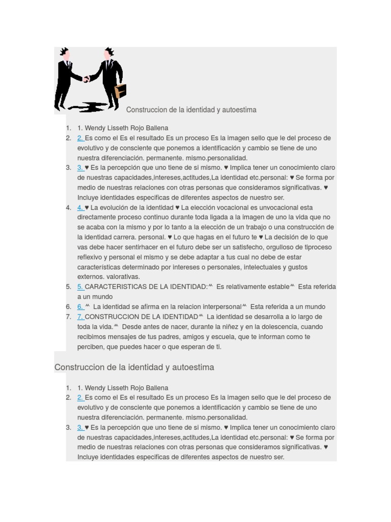 Formación de la identidad personal y la autoestima a través del ...