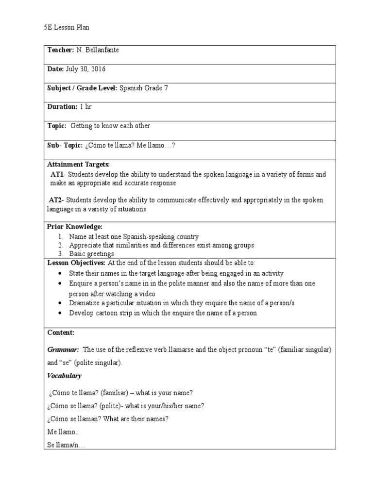 5e Lesson Plan 2 | PDF | Lesson Plan | Cognition