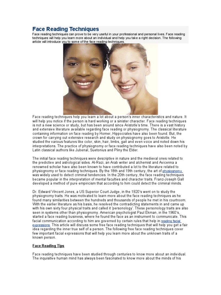 Face Reading Pdf Physiognomy Face