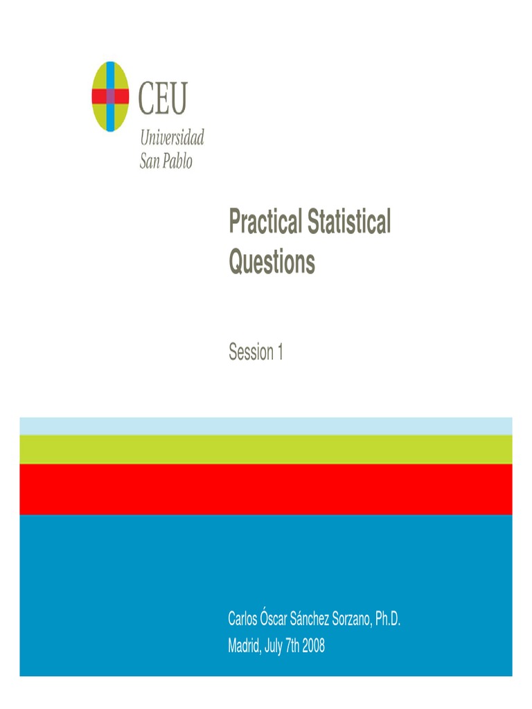 Practical Statistical Questions: Session 1 | PDF | Correlation And Dependence | Statistics