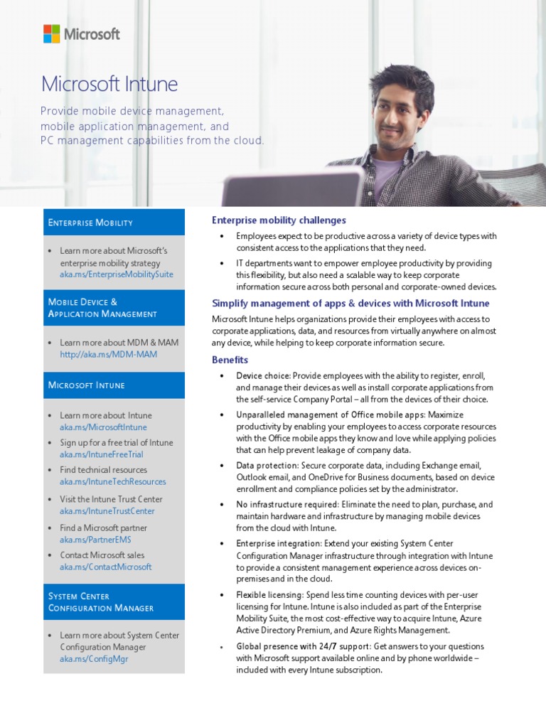 Microsoft Intune Datasheet | PDF | Software | Digital Technology