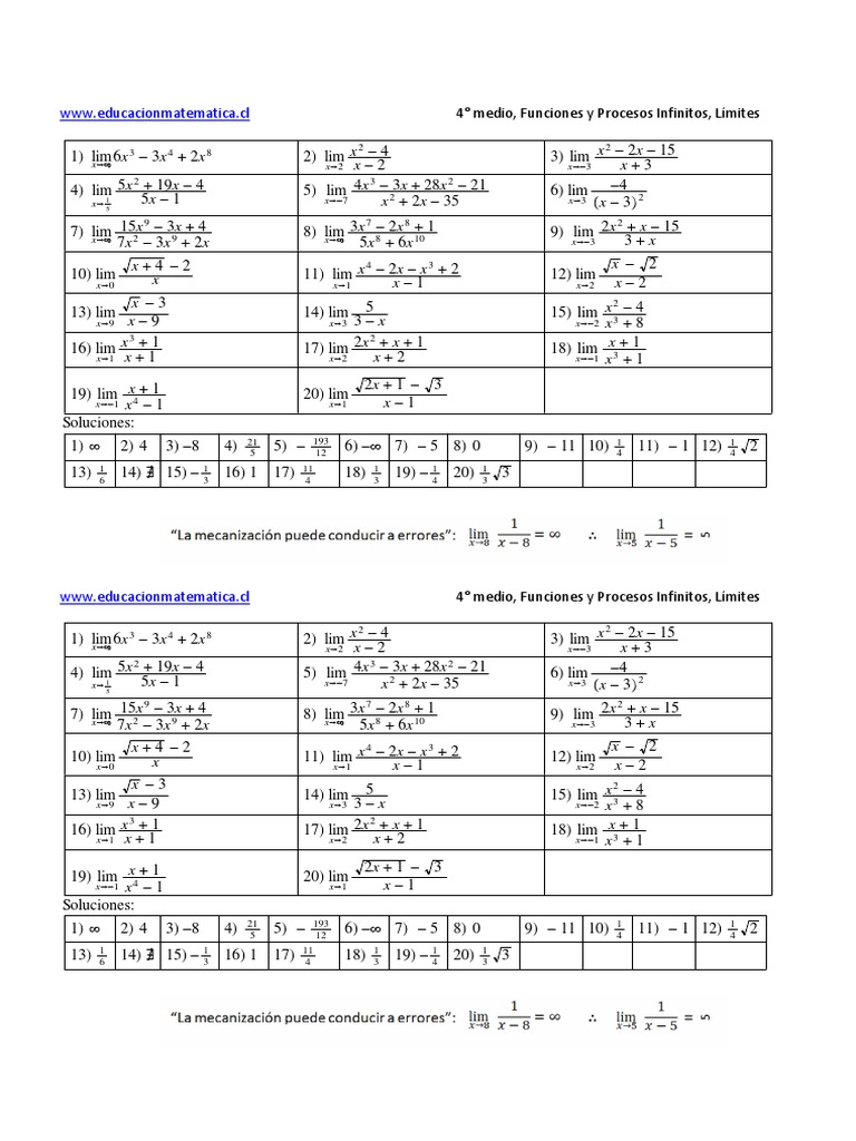 Solutions to Calculus Limits Problems | PDF