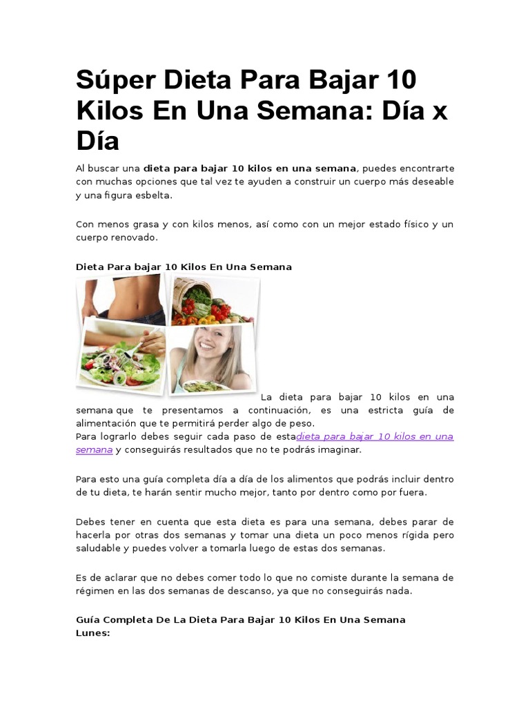 Súper Dieta Para Bajar 10 Kilos En Una Semana Pdf Dieta Tablero Dieta 9593