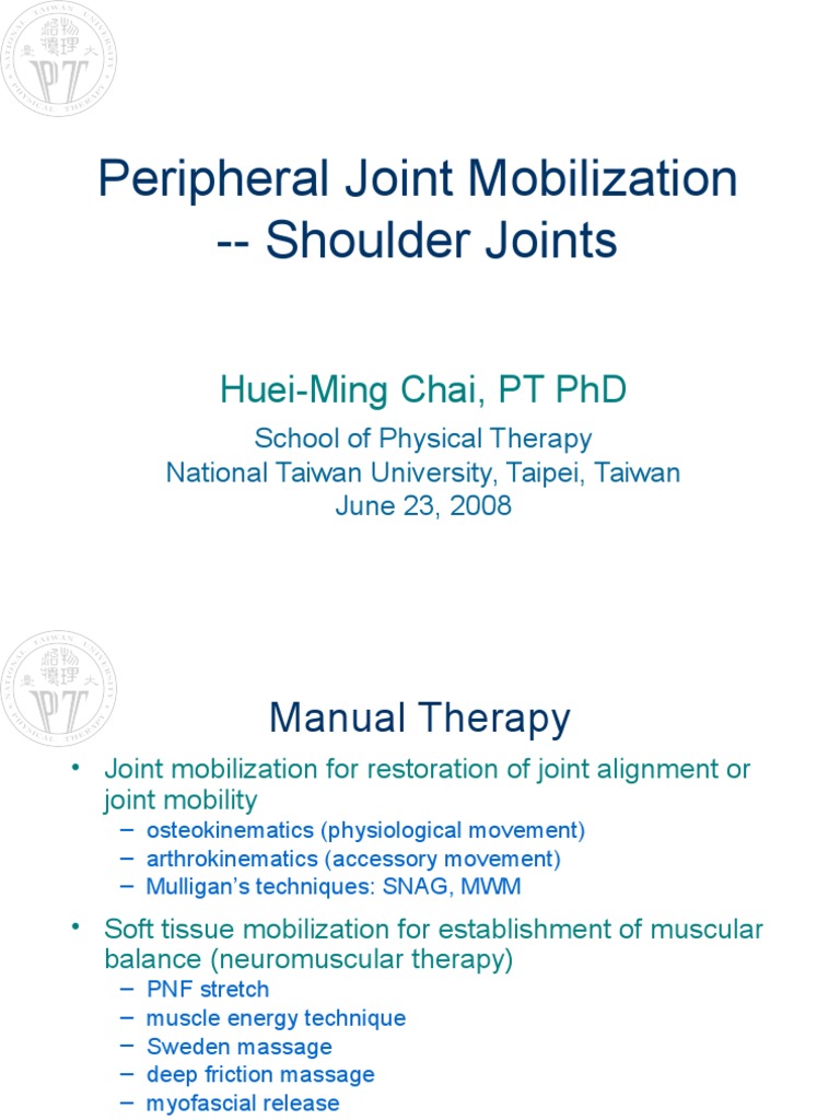 Joint Mobilization Pdf Anatomical Terms Of Motion Shoulder