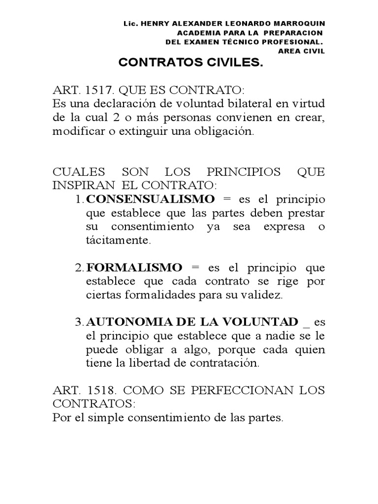 Contratos Civiles en Guatemala: Guía Esencial | PDF | Derecho civil ...