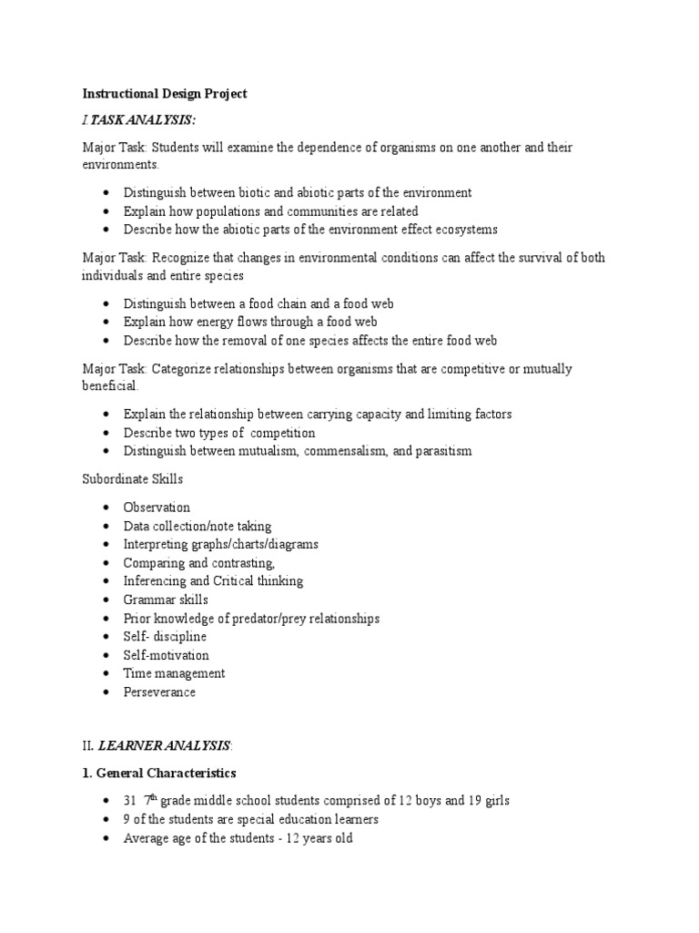 Instructional Design Project 1 | PDF | Instructional Design | Food Web