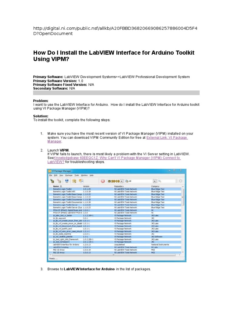 How Do I Install The Labview Interface For Arduino Toolkit Using Vipm ...