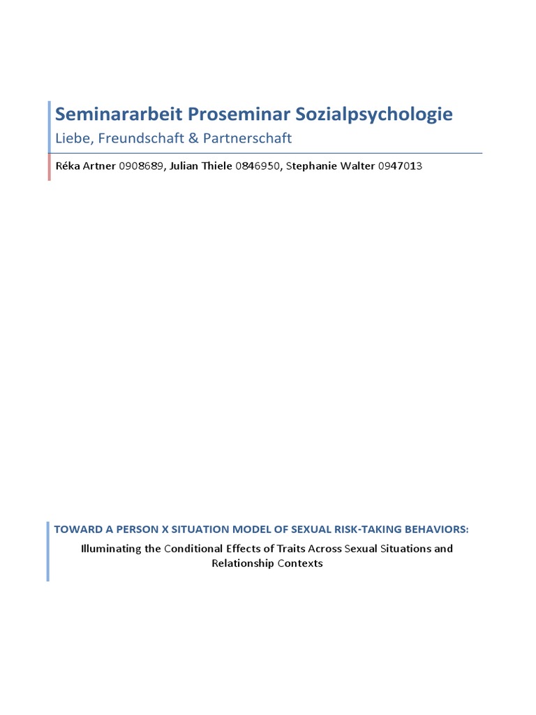 Seminararbeit Proseminar Sozialpsychologie: Liebe, Freundschaft & Partnerschaft | PDF | Human ...