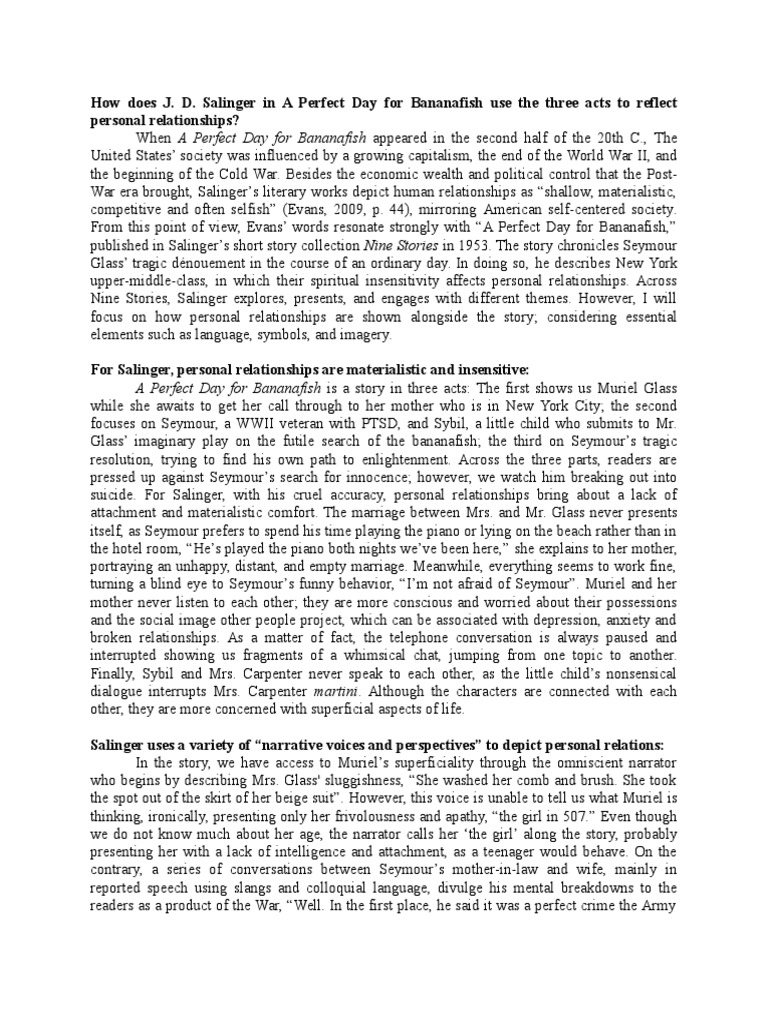 A Perfect Day For Bananafish Is A Story in Three Acts: The First Shows ...