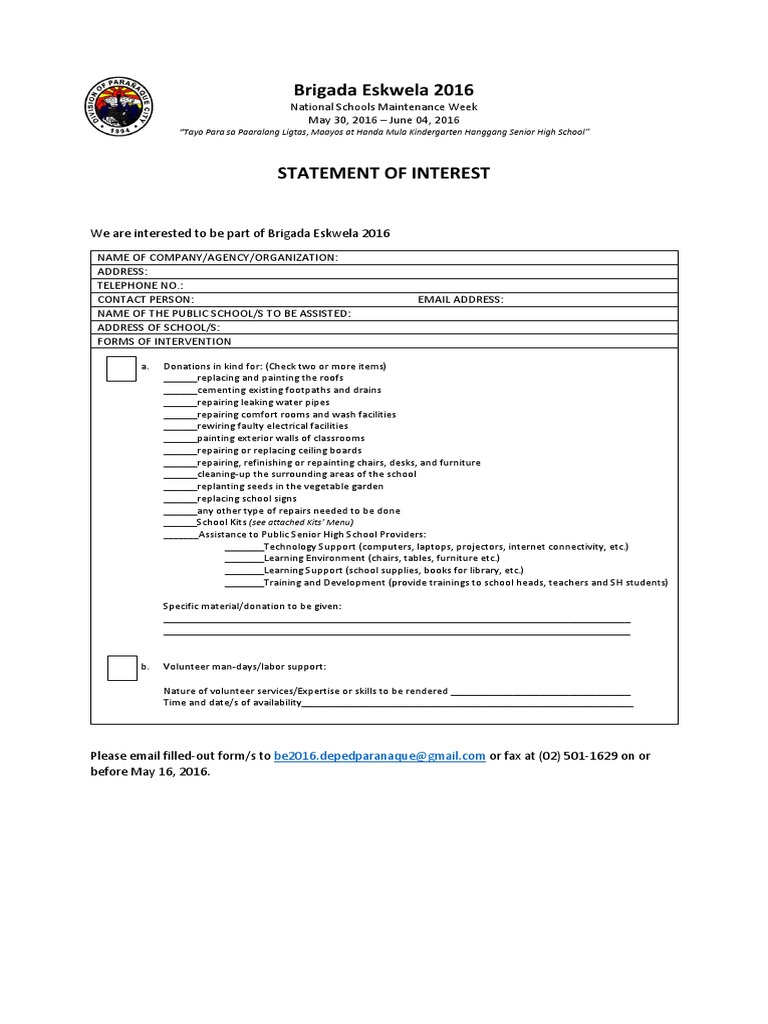 Statement of Interest (SOI) | PDF