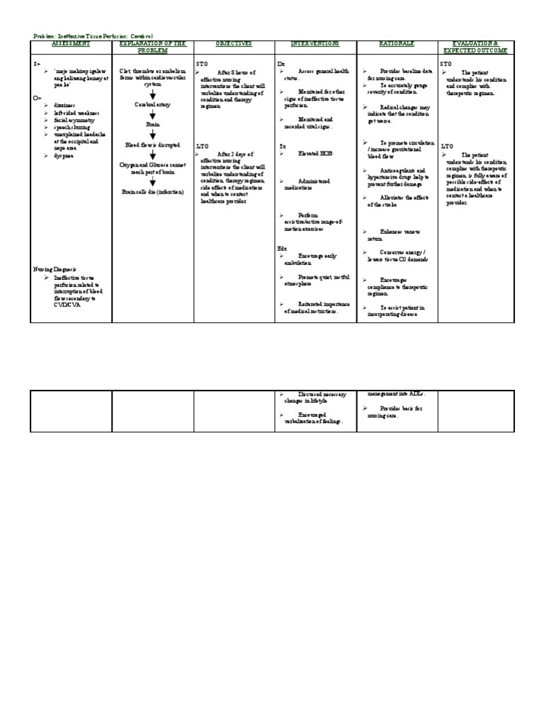 NCP - Tissue Perfusion (Cerebral) | PDF | Stroke | Cardiovascular System