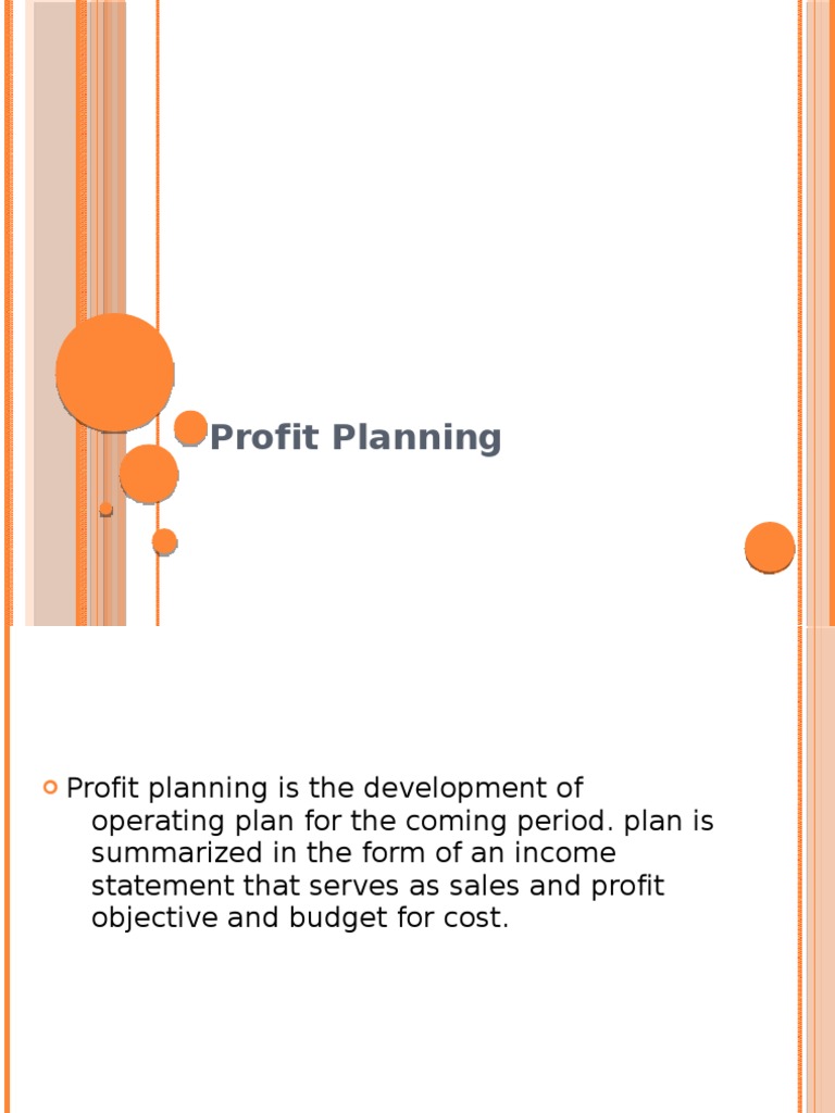 Profit Planning | PDF | Investor | Profit (Economics)
