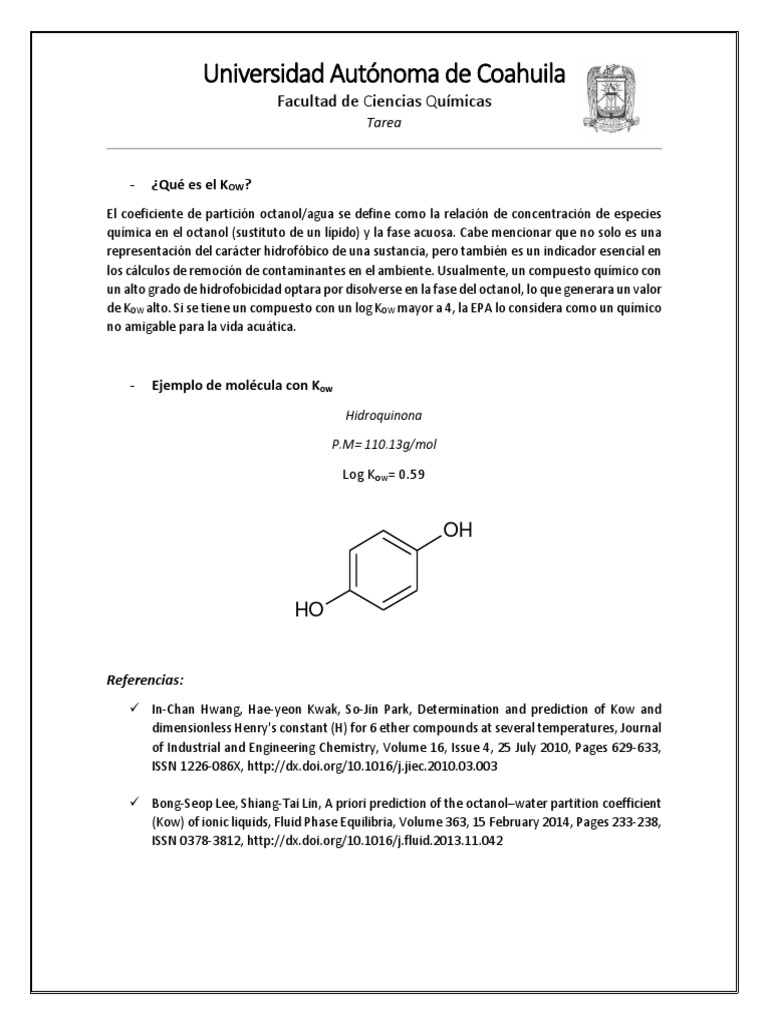 Coeficiente de Particion Octanol-Agua | PDF
