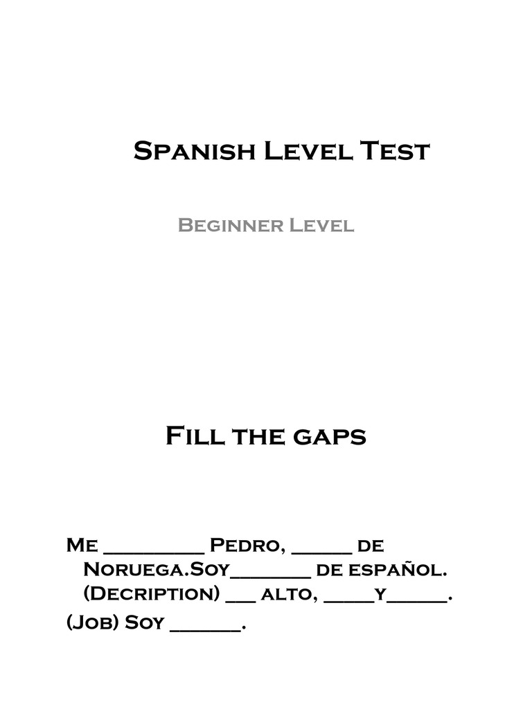 Test de Nivel para Principiantes en Español | PDF