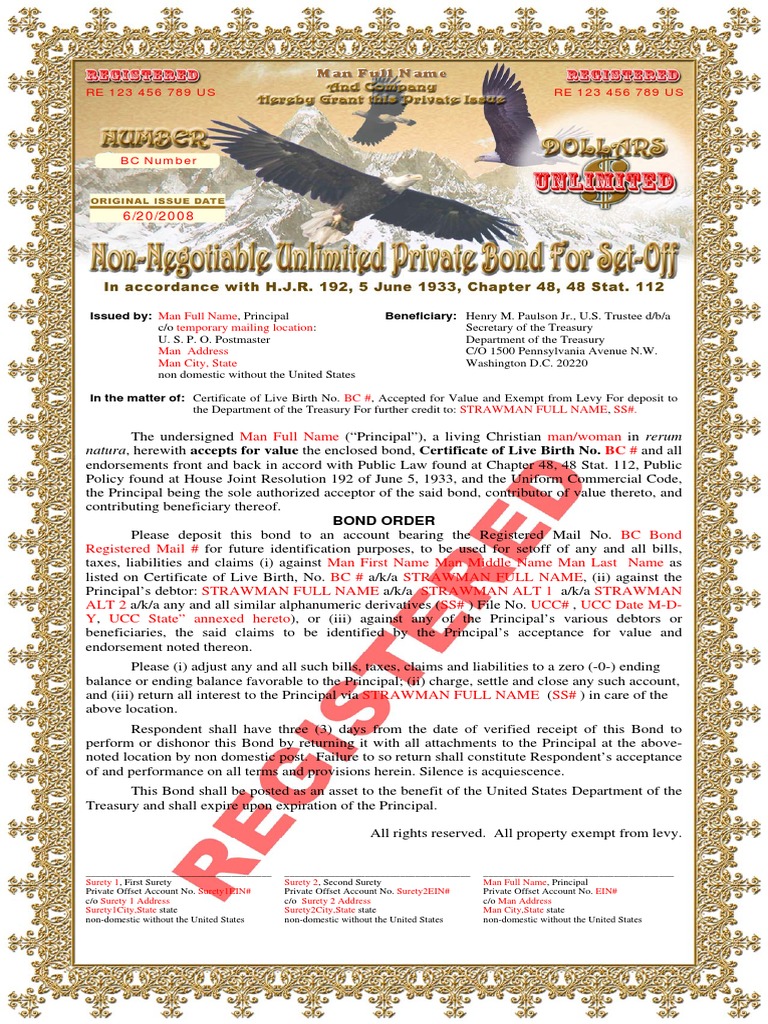 Sample Fraud Private Bond | PDF | Bonds (Finance) | Government