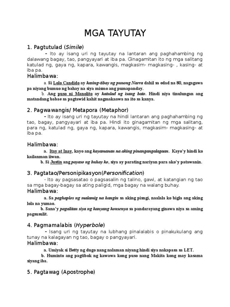 Mga Tayutay | PDF