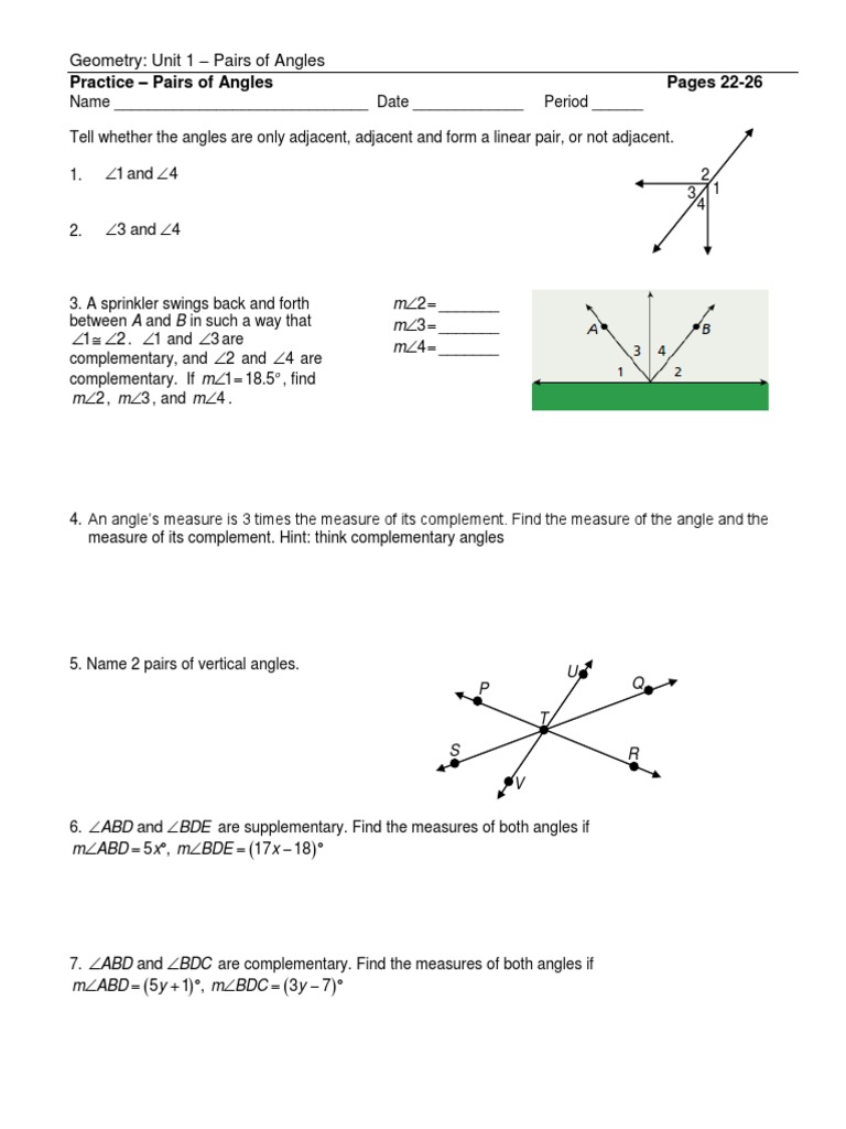 SP Pairs of Angles | PDF | Angle | Geometry