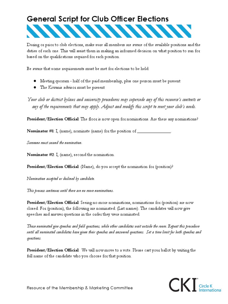 Club Election Script | PDF | Elections | Political Law