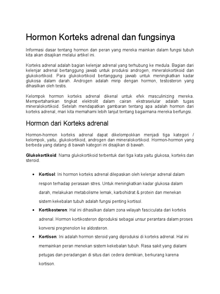 Hormon Korteks Adrenal Dan Fungsinya | PDF