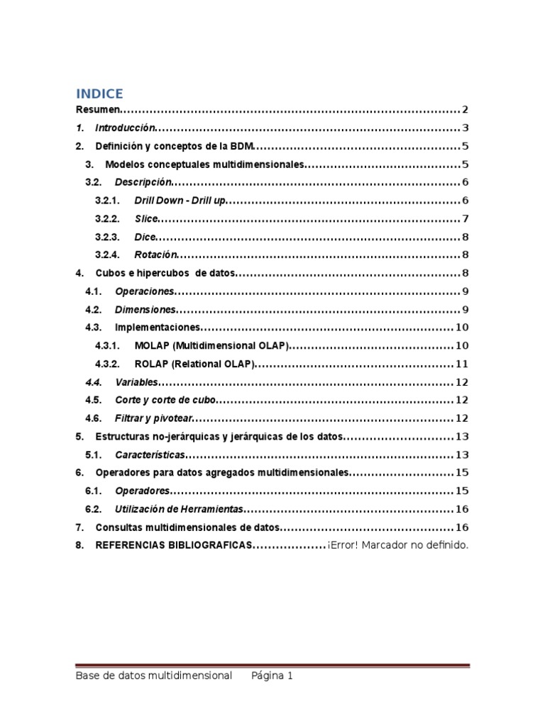 Bases de Datos Multidimencionales | PDF | Bases de datos | Software de ...