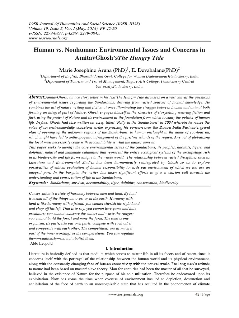 Human vs. Nonhuman: Environmental Issues and Concerns in Amitavghosh ...